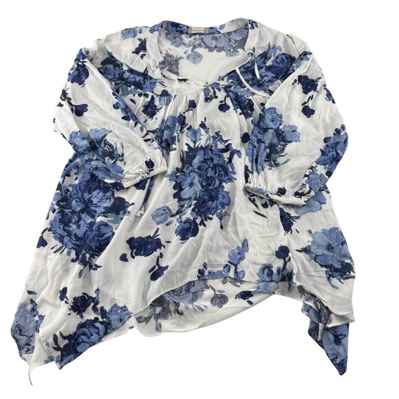 Altar'd State | Tops | Altard State Floral Blue White Aline Long Sleeve ...